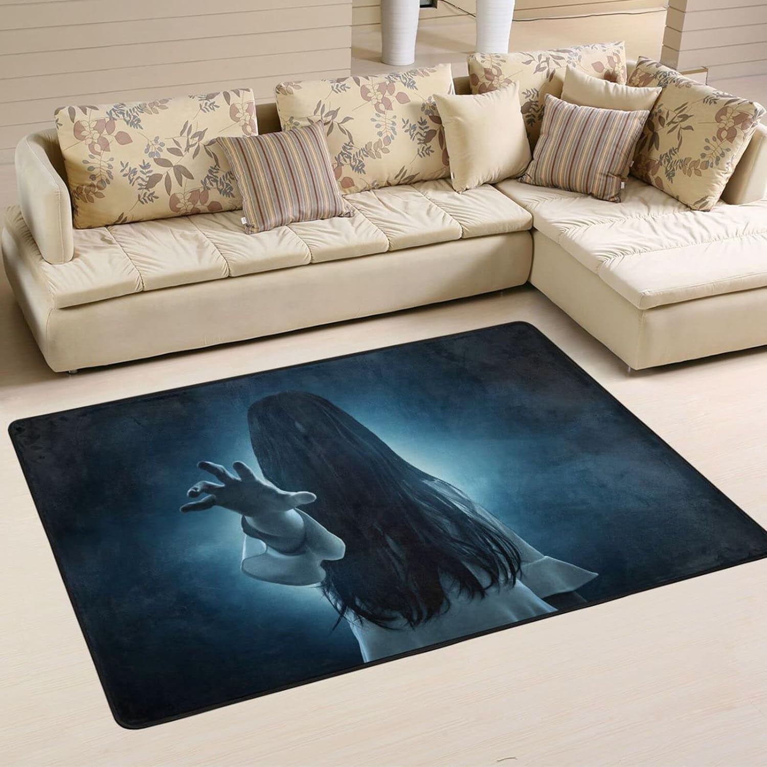 Dreamtimes Scary Woman Ghost Area Rug 72x48in Halloween Day Non-Slip ...