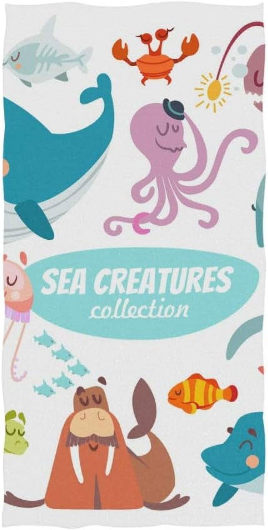 Dreamtimes Sea Creatures Collection Hand Towel Cotton Bathroom Towel ...