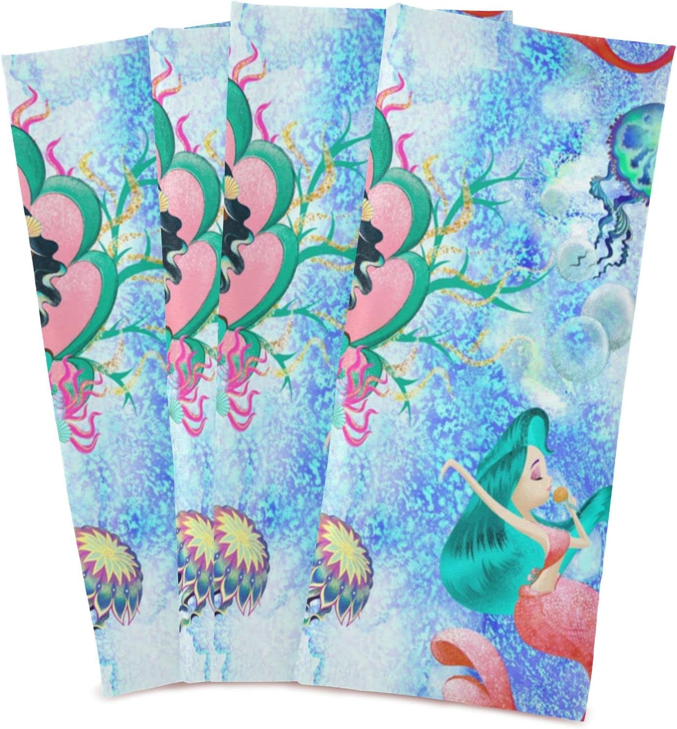 Dreamtimes Sea Fish and Shiny Mermaid Kitchen Towels Set of 4 ...