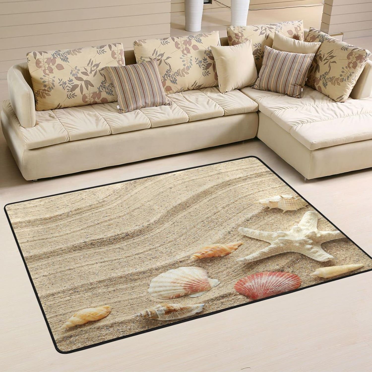 Dreamtimes Sea Shells Beach Area Rug 72x48in Sea Sand Non-Slip Floor ...