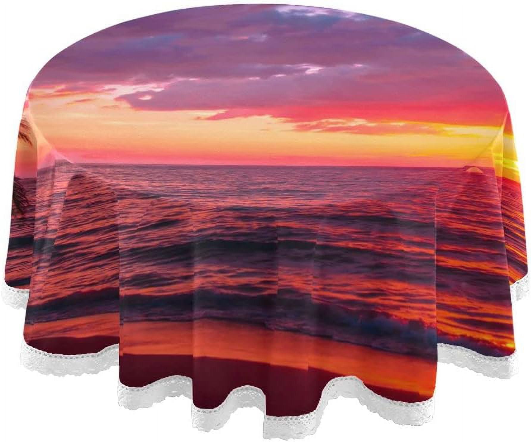 Dreamtimes Seashells Beach Round Tablecloth 60", Waterproof Tablecloth ...