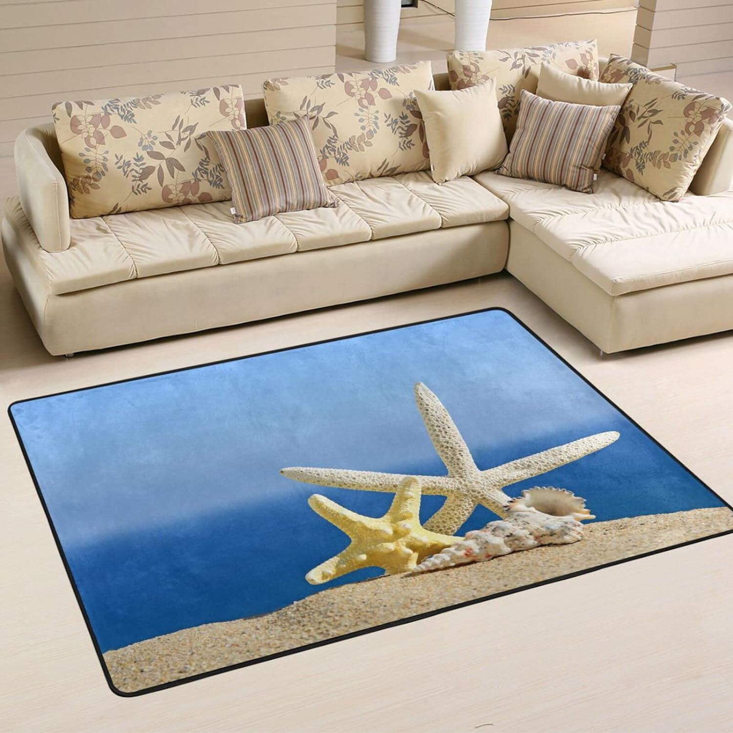 Dreamtimes Seashells Starfish Summer Area Rug 72x48in Sea Beach Sand ...
