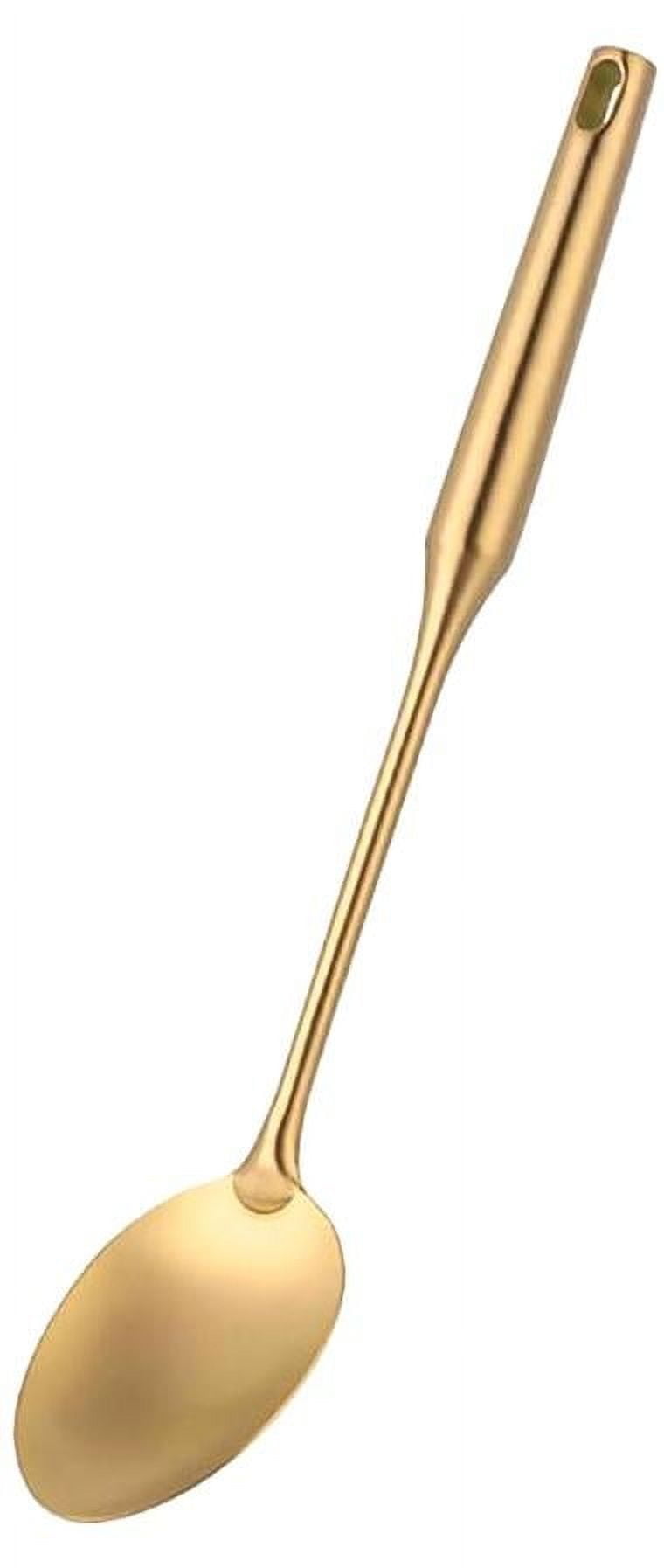 Dreamtimes Serving Spoon, Gold 14.69 inch Long Handle Kitchen Utensil ...