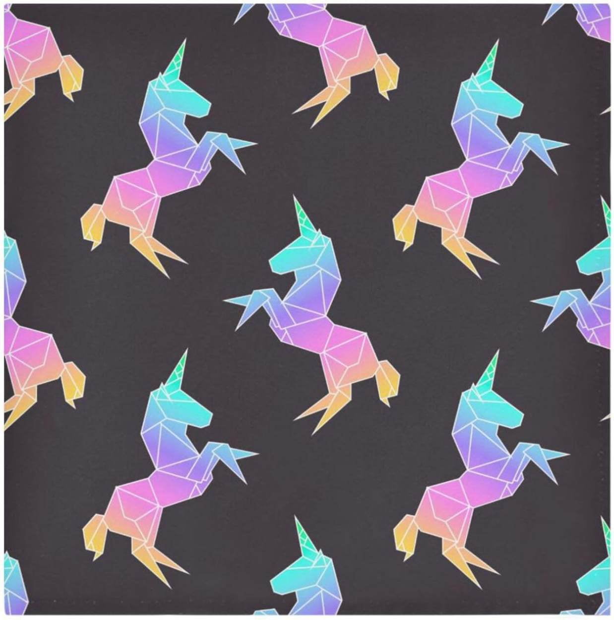 Dreamtimes Set of 4 Unicorn Origami Polygon Satin Napkin Square 20 ...