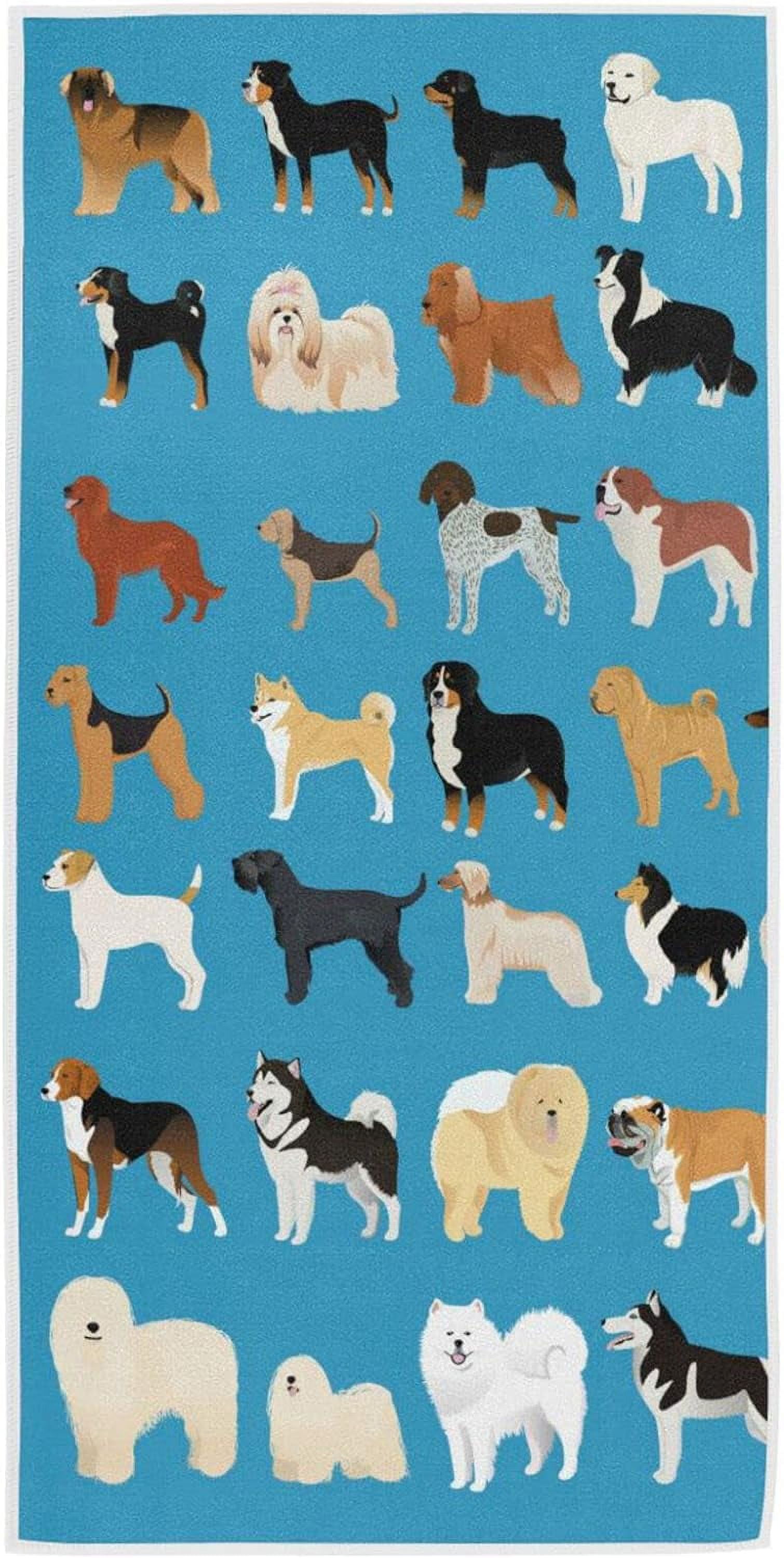 Dreamtimes Set of Dogs Patten Soft Absorbent Guest Hand Towel Decor for ...
