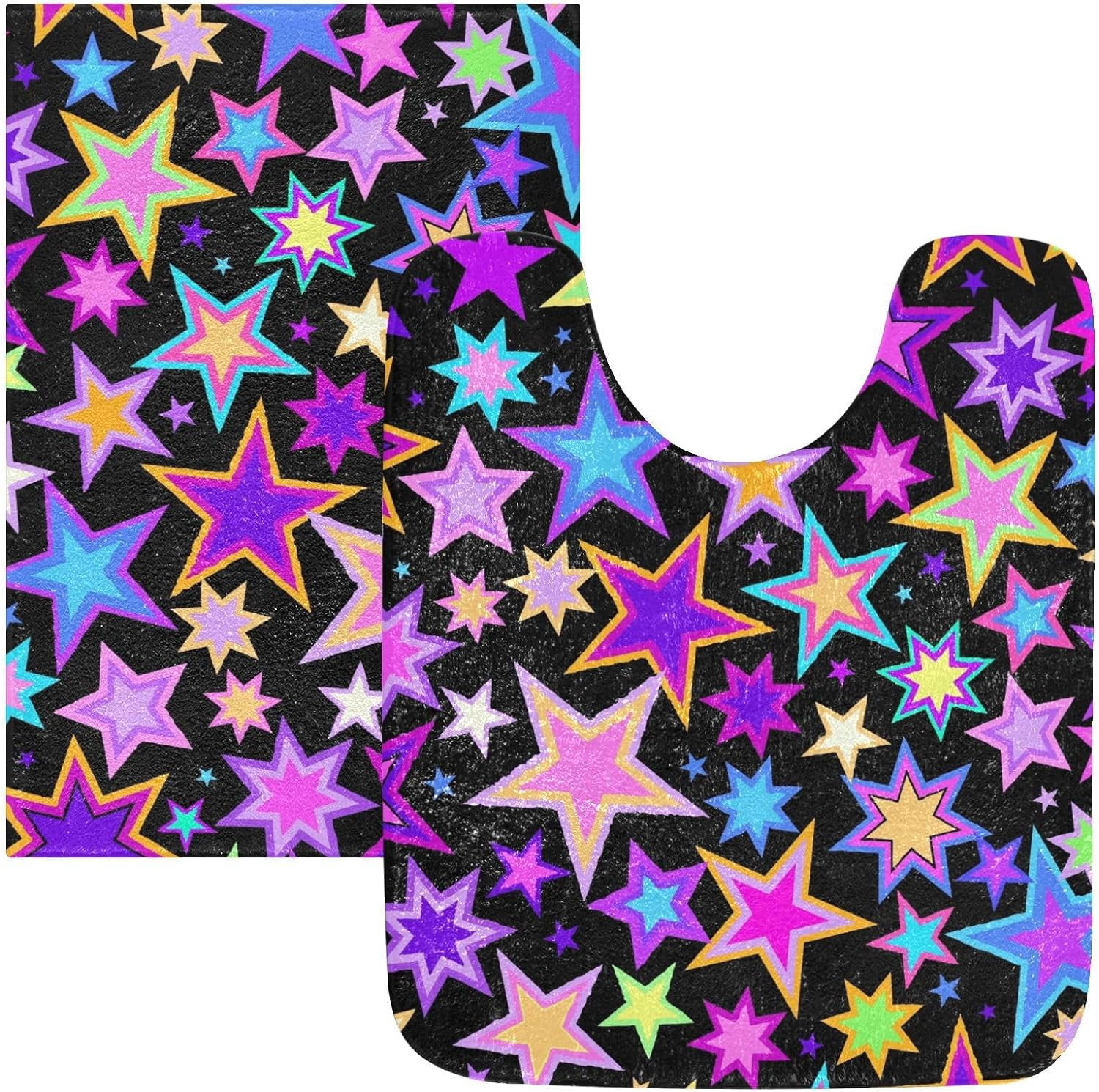 Dreamtimes Shining Stars Bathroom Rug Set 2PCS Ultra Soft Bath Rugs ...