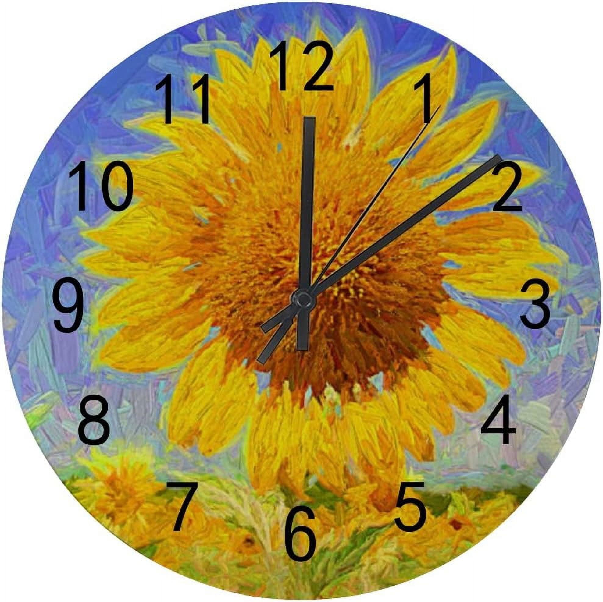 Dreamtimes Silent Wooden Round Wall Clock, 12 Inch Beautiful Blooming ...