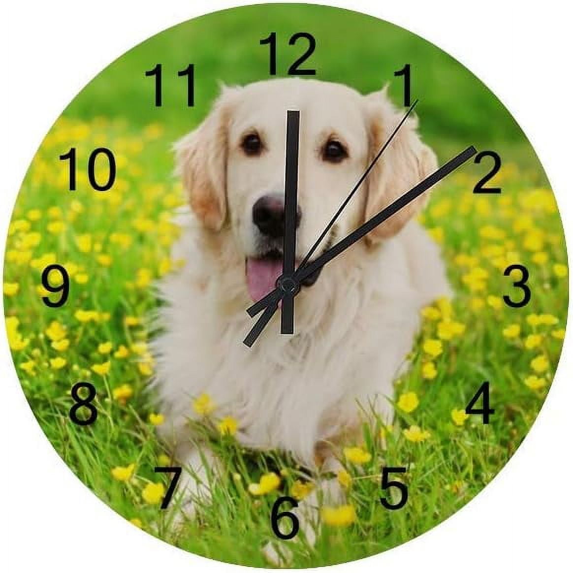 Dreamtimes Silent Wooden Round Wall Clock, 12 Inch Beautiful Golden ...