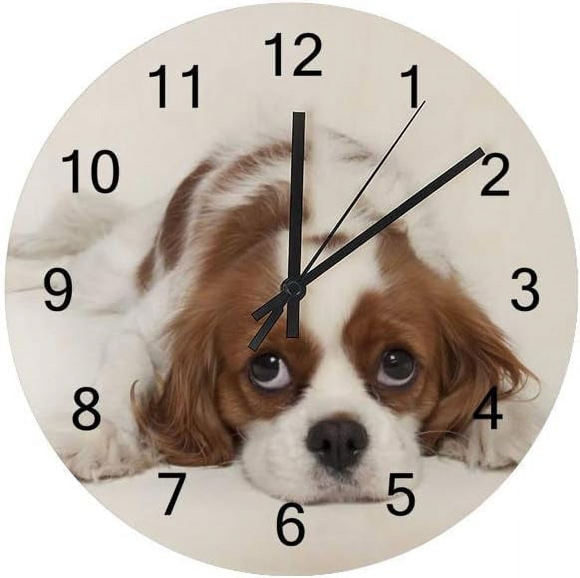 Dreamtimes Silent Wooden Round Wall Clock, 12 Inch Cavalier King ...