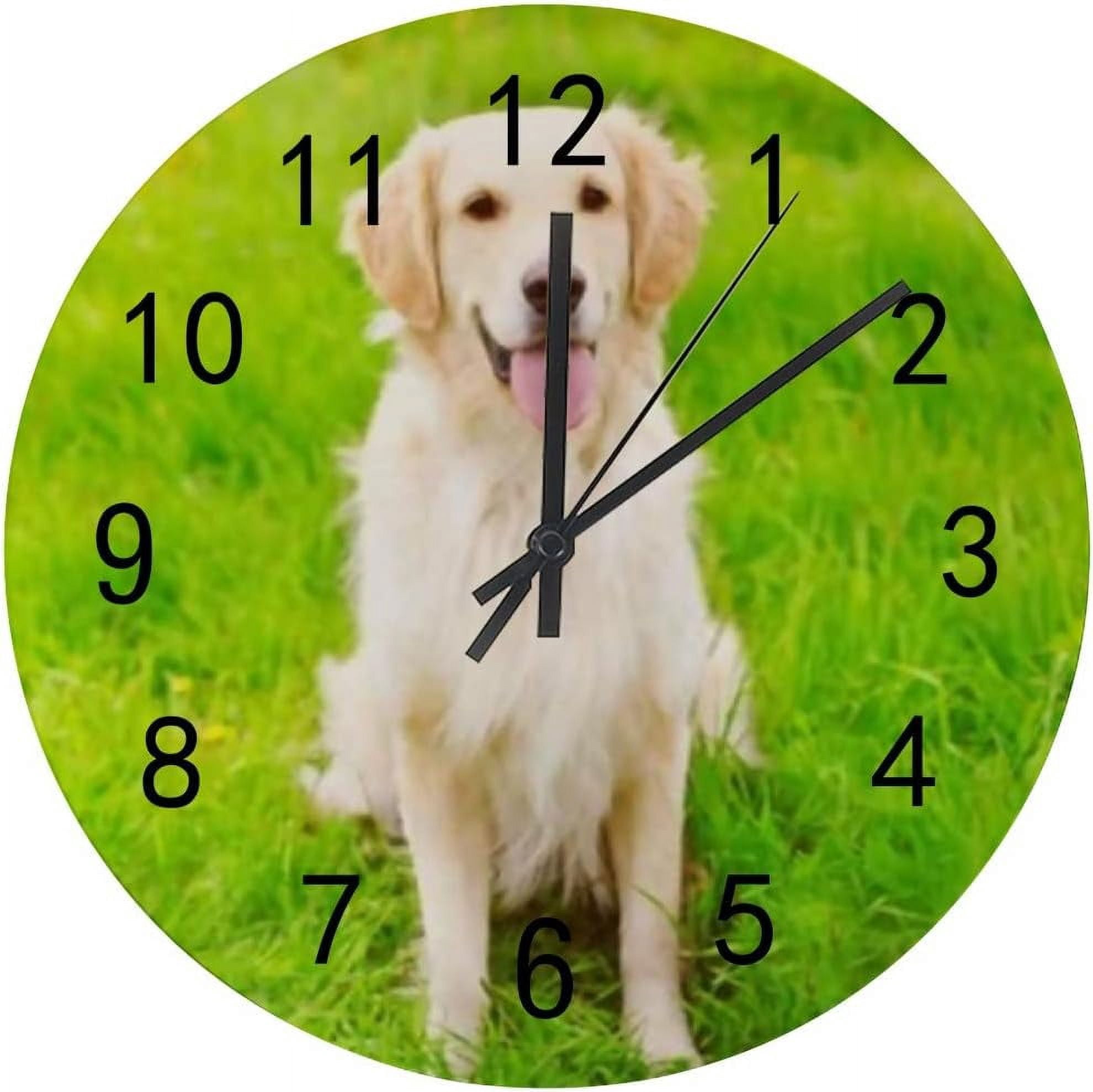 Dreamtimes Silent Wooden Round Wall Clock, 12 Inch Happy Golden ...