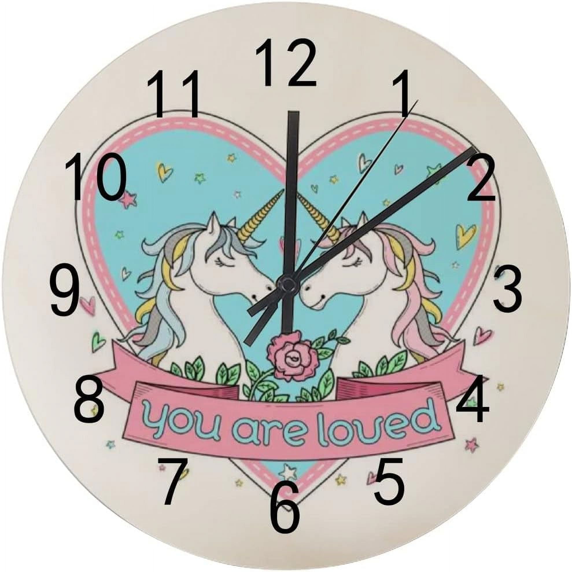 Dreamtimes Silent Wooden Round Wall Clock, 12 Inch Heart Shape Frame ...