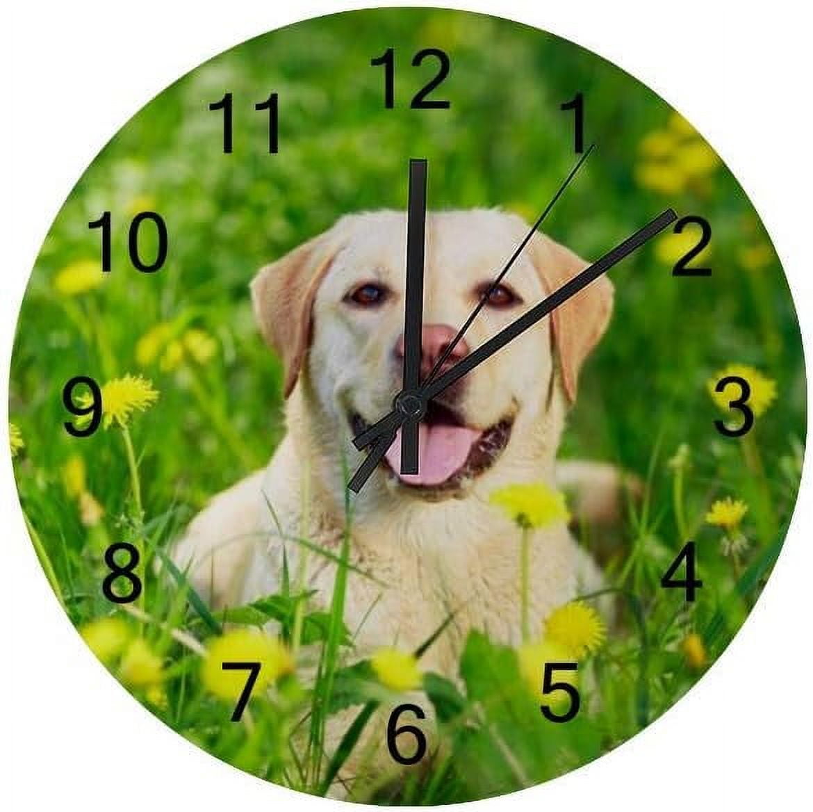 Dreamtimes Silent Wooden Round Wall Clock, 12 Inch Labrador Retriever ...