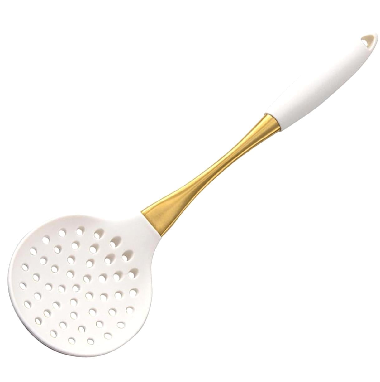 Dreamtimes Single White and Gold Silicone Kitchen Tool, Essential Cooking Utensil for Small ...