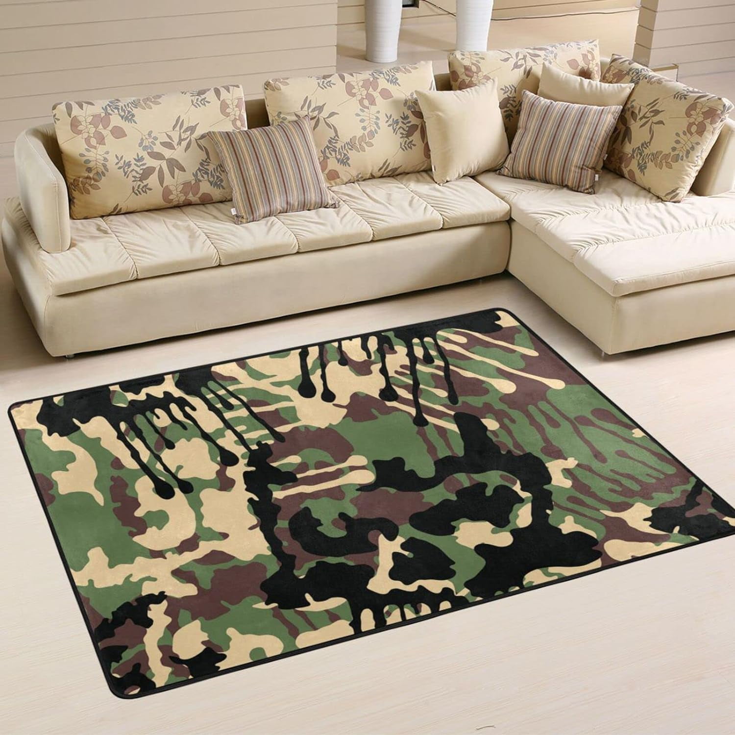 Dreamtimes Skull Camouflage Area Rug 72x48in Black Brown Camo Floor ...