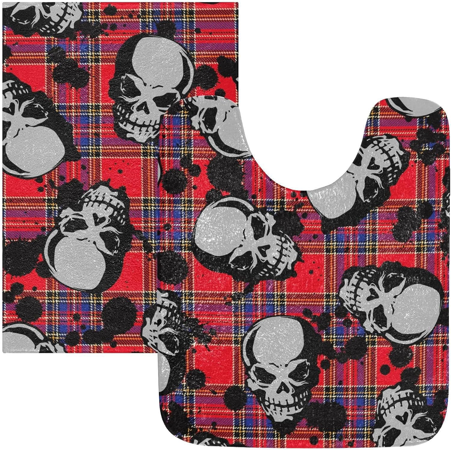Dreamtimes Skull and Paint Bath Mat for Bathroom Shower U Shape Toilet ...
