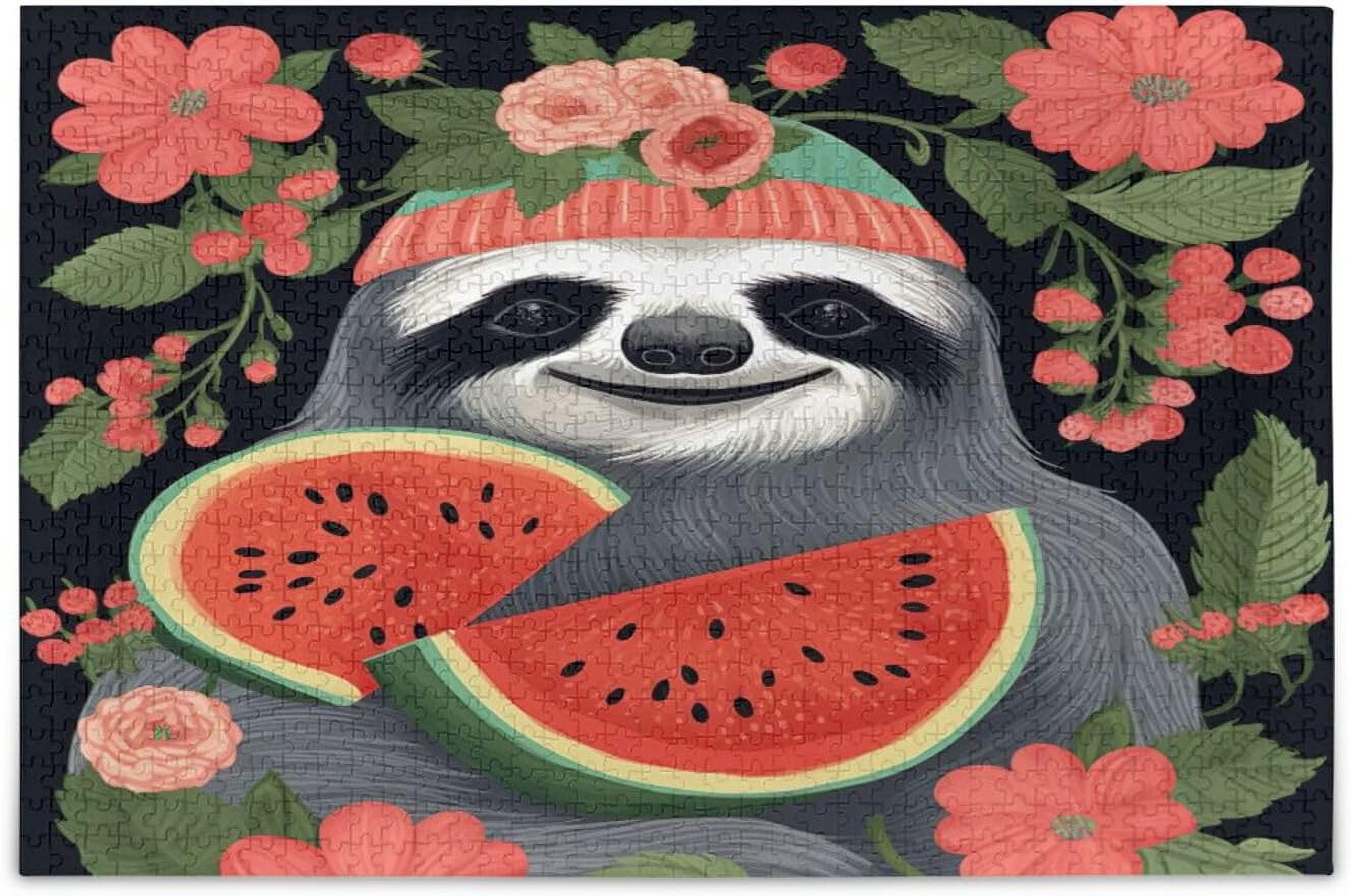 Dreamtimes Sloth Eating Watermelon Jigsaw Puzzles, Puzzles for Adults ...