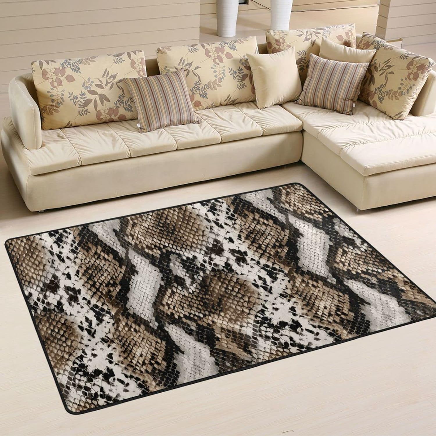 Dreamtimes Snake Pattern Area Rug 72x48in Animal Skin Print Floor ...