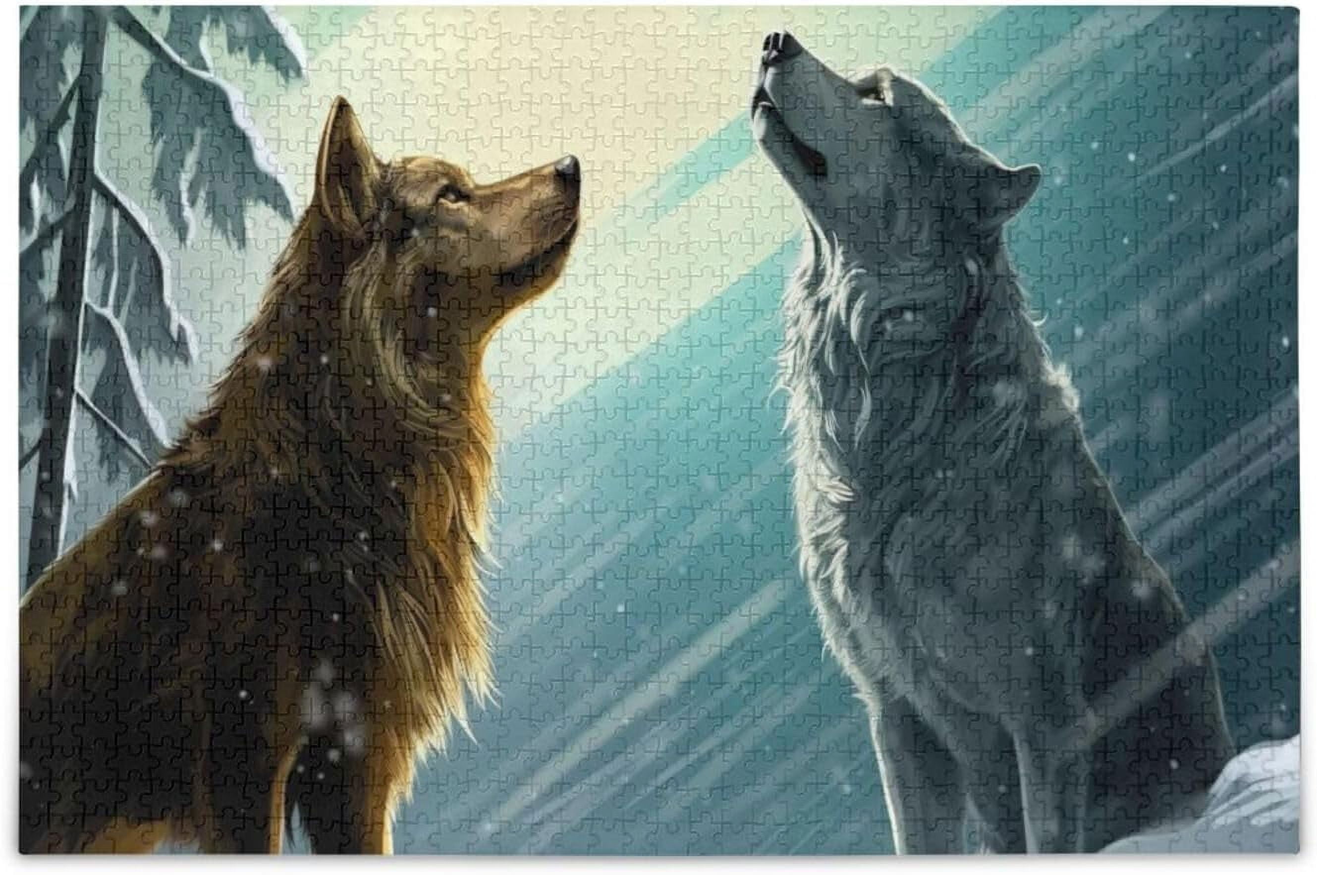 Dreamtimes Snow Wolf Puzzle 1000 Pieces - Wooden Jigsaw Puzzles for ...