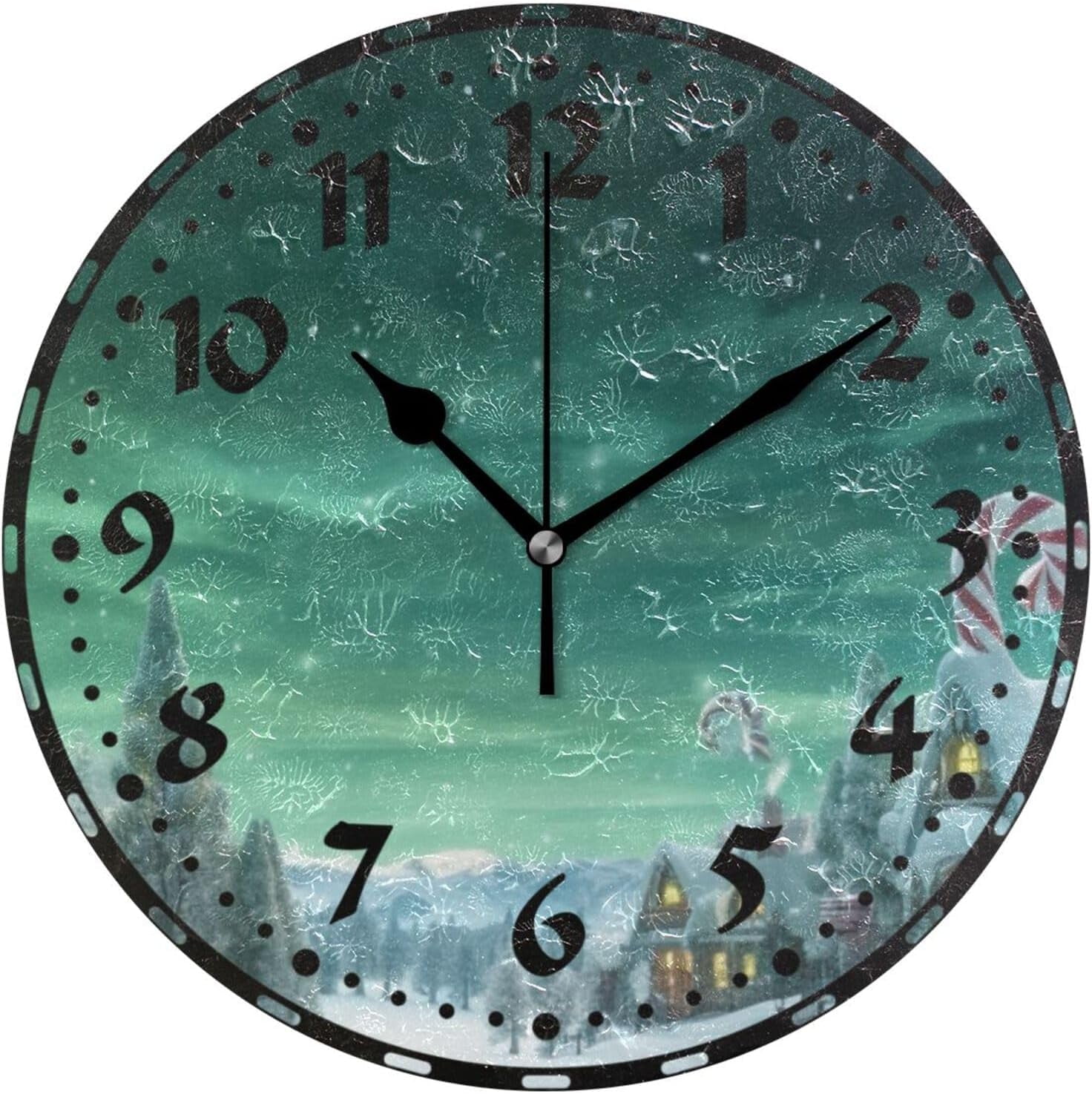 Dreamtimes Snowflakes Christmas Wall Clock, Silent Non Ticking 10 Inch ...