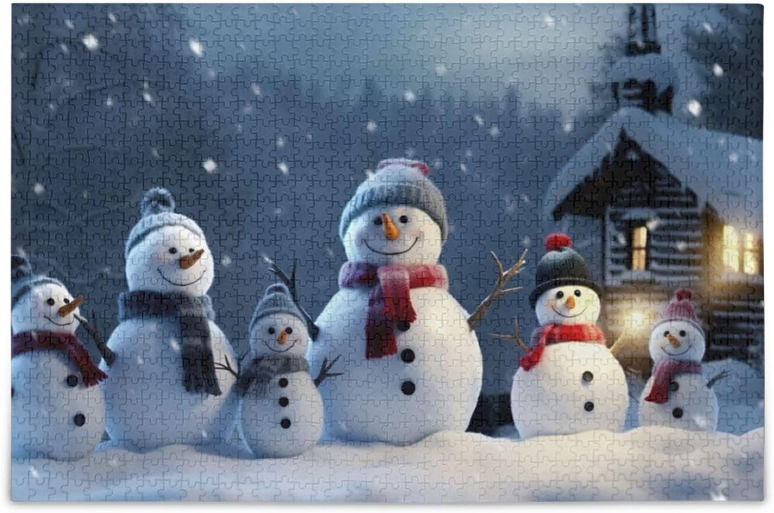 Dreamtimes Snowman Family Puzzle 1000 Pieces - Wooden Jigsaw Puzzles ...