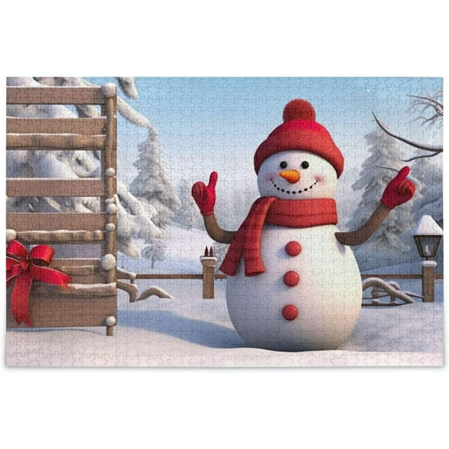 Dreamtimes Snowman Jigsaw Puzzle 500 Pieces,Wooden Puzzles Family Games ...