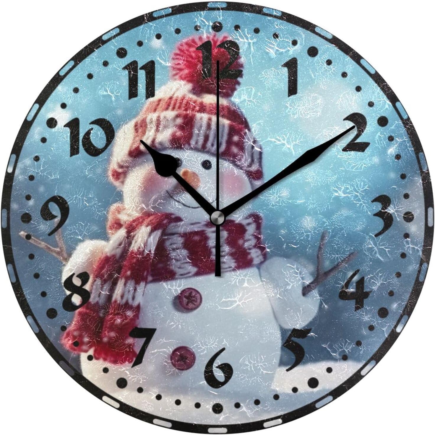 Dreamtimes Snowman Pattern Wall Clock, Silent Non Ticking 10 Inch ...
