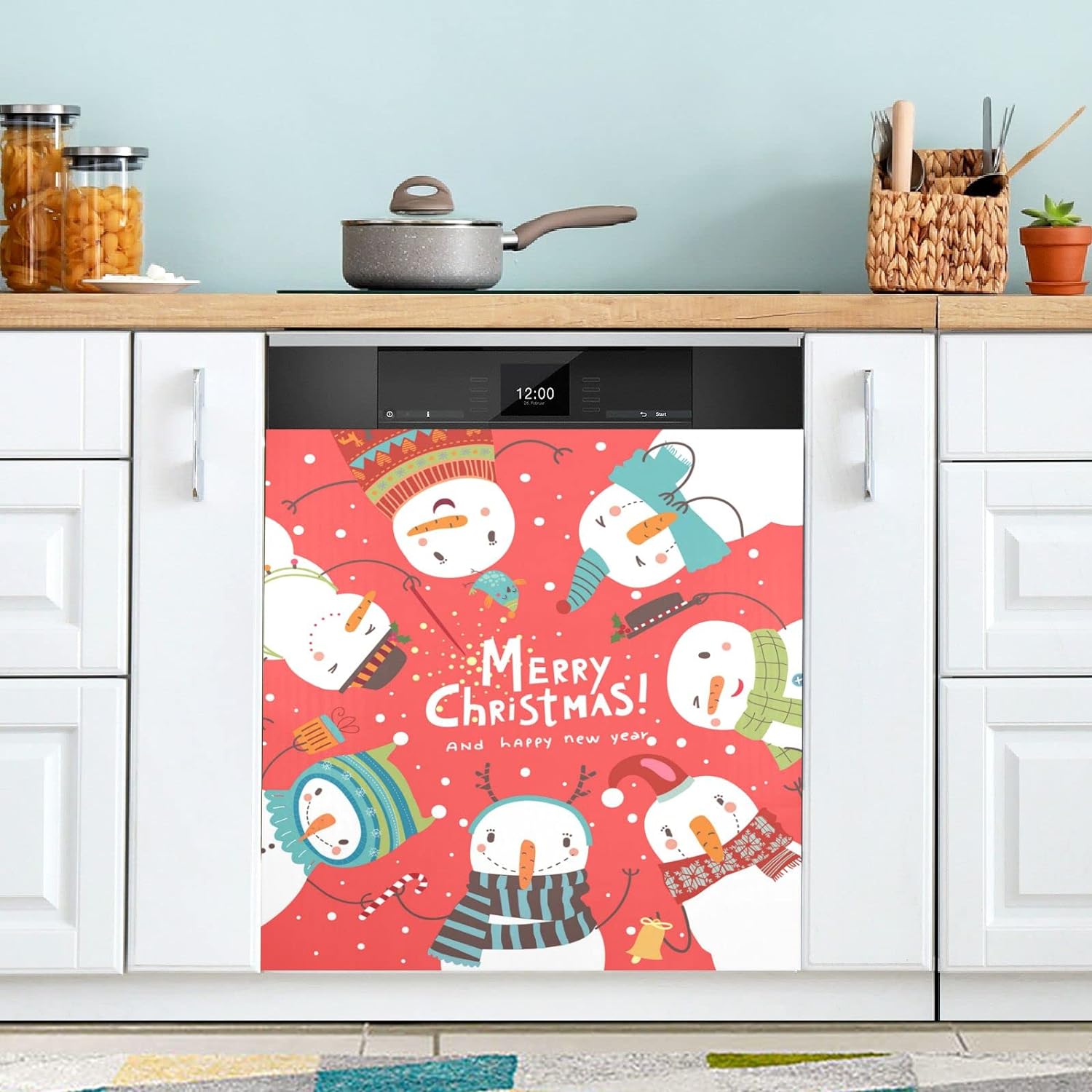 Dreamtimes Snowman Round Dance Kitchen Dishwasher Cover Magnetic ...
