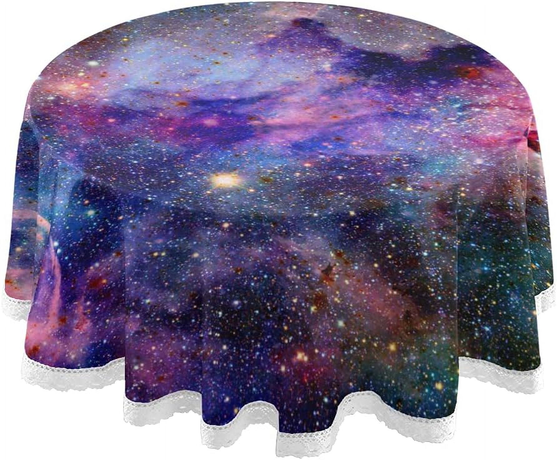 Dreamtimes Space Galaxy Round Tablecloth 60", Waterproof Stain and ...