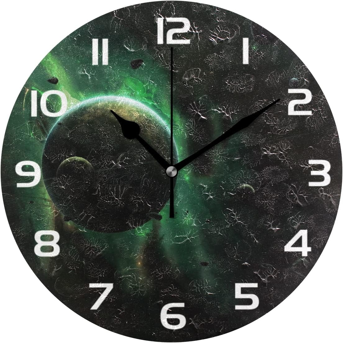 Dreamtimes Space Galaxy Wall Clock, 10 Inch Silent Non Ticking Round ...