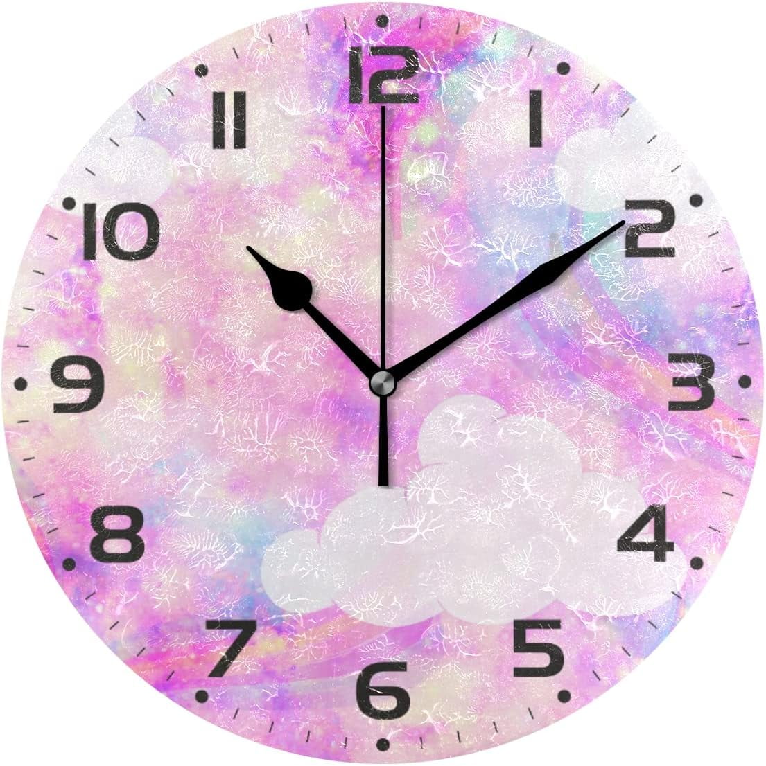 Dreamtimes Space Galaxy Wall Clock, 10 Inch Silent Non Ticking Round ...