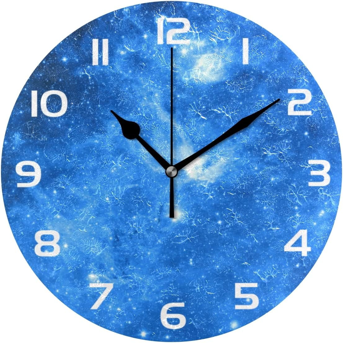 Dreamtimes Space Galaxy Wall Clock, 10 Inch Silent Non Ticking Round ...
