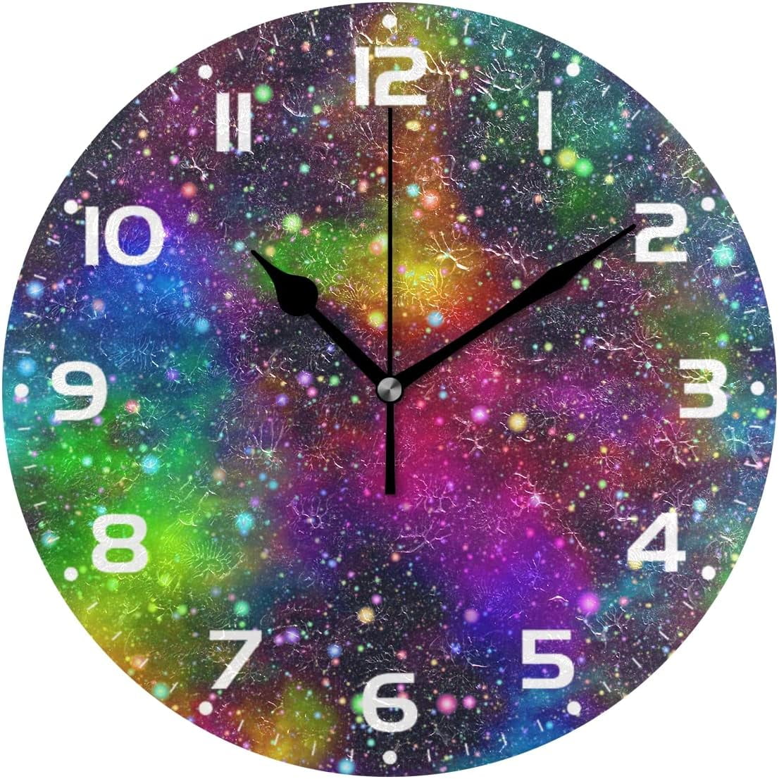 Dreamtimes Space Galaxy Wall Clock, 10 Inch Silent Non Ticking Round ...