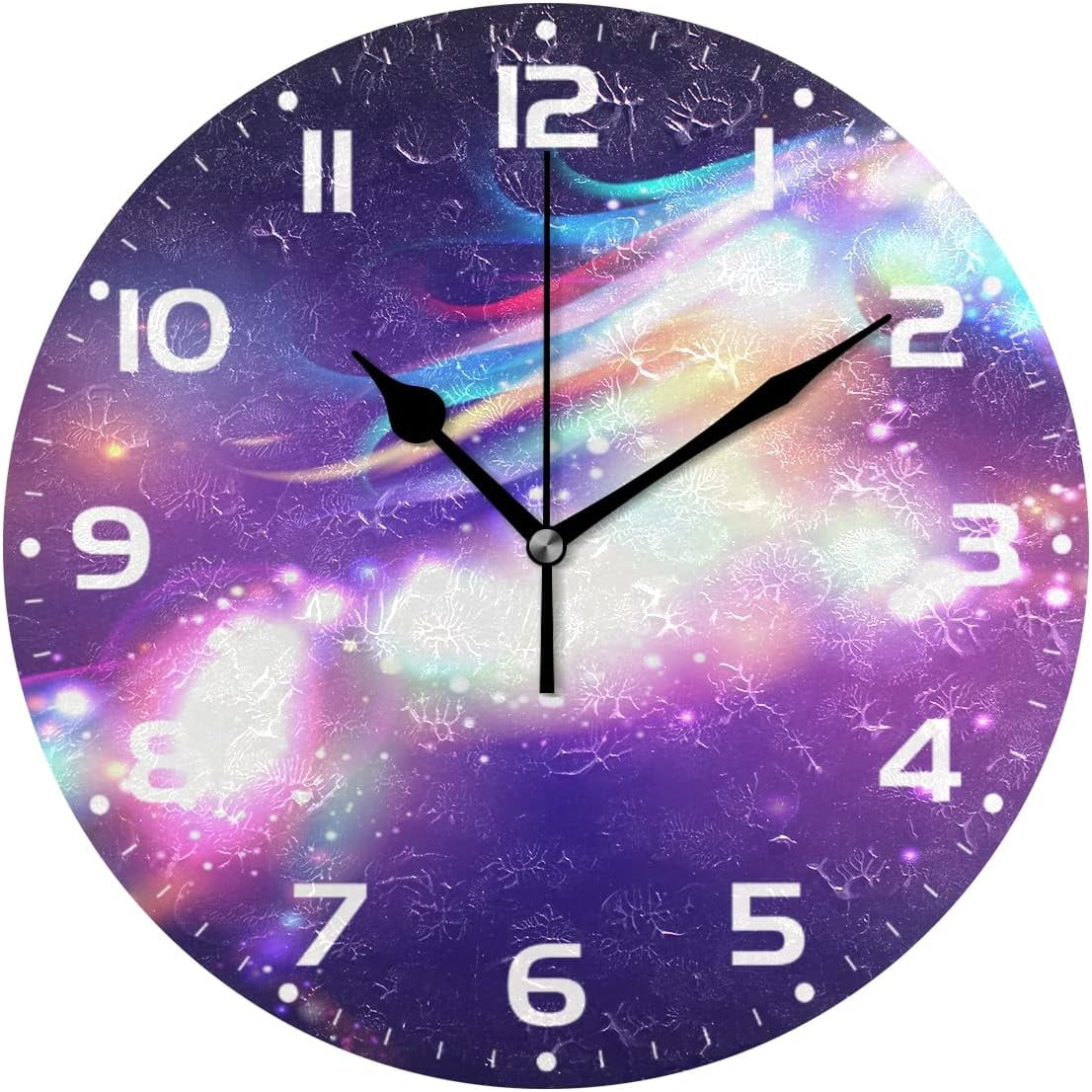 Dreamtimes Space Galaxy Wall Clock, 10 Inch Silent Non Ticking Round ...