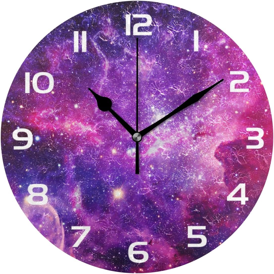 Dreamtimes Space Galaxy Wall Clock, 10 Inch Silent Non Ticking Round ...