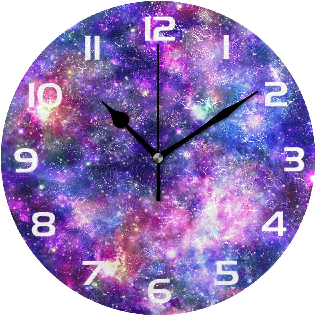 Dreamtimes Space Galaxy Wall Clock, 10 Inch Silent Non Ticking Round ...