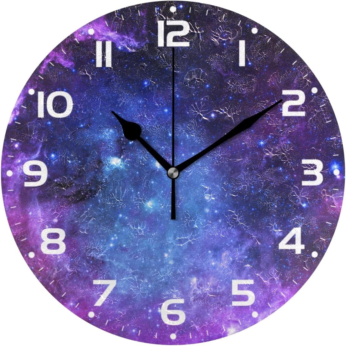 Dreamtimes Space Galaxy Wall Clock, 10 Inch Silent Non Ticking Round ...