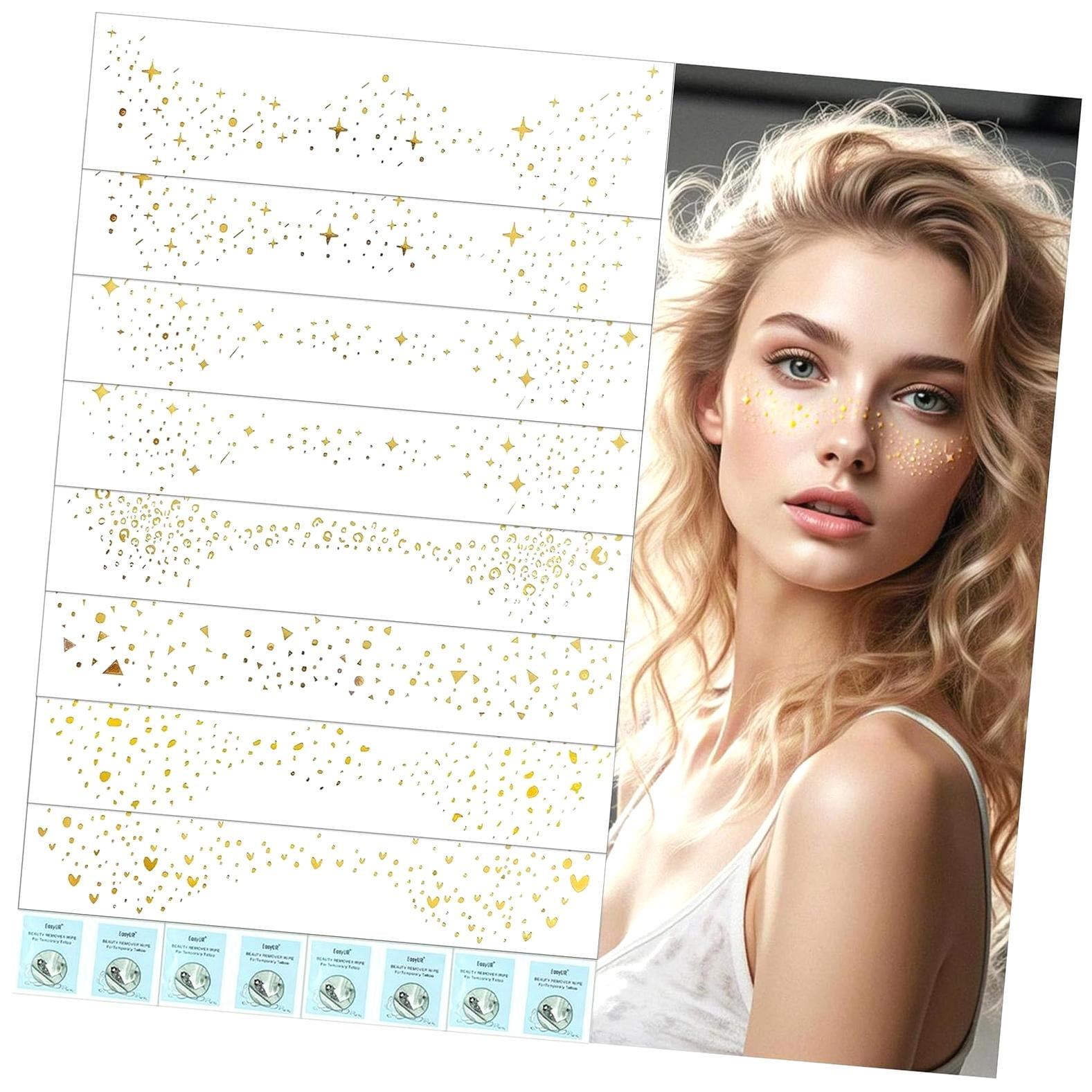 Dreamtimes Sparkling Freckles Facial Tattoo Dots Faux Speckle Stickers 8 Pieces 6-Design for ...