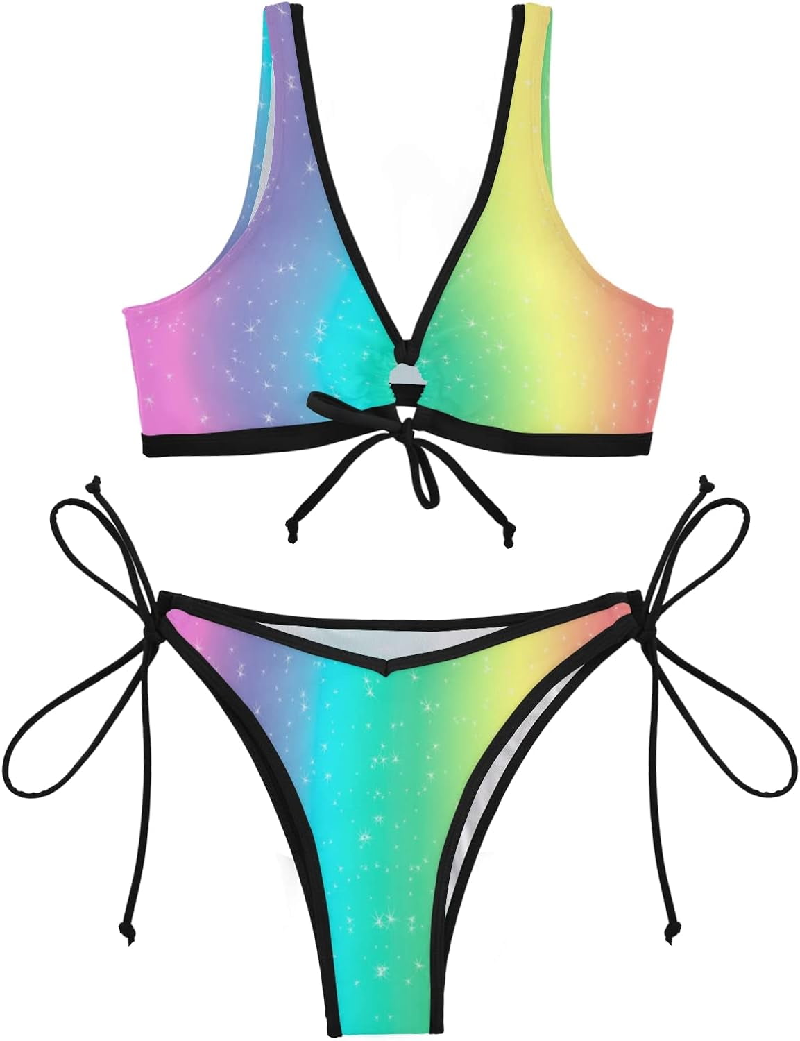 Dreamtimes Sparkling Rainbow Colors Bikinis Swimsuit Set for Women ...