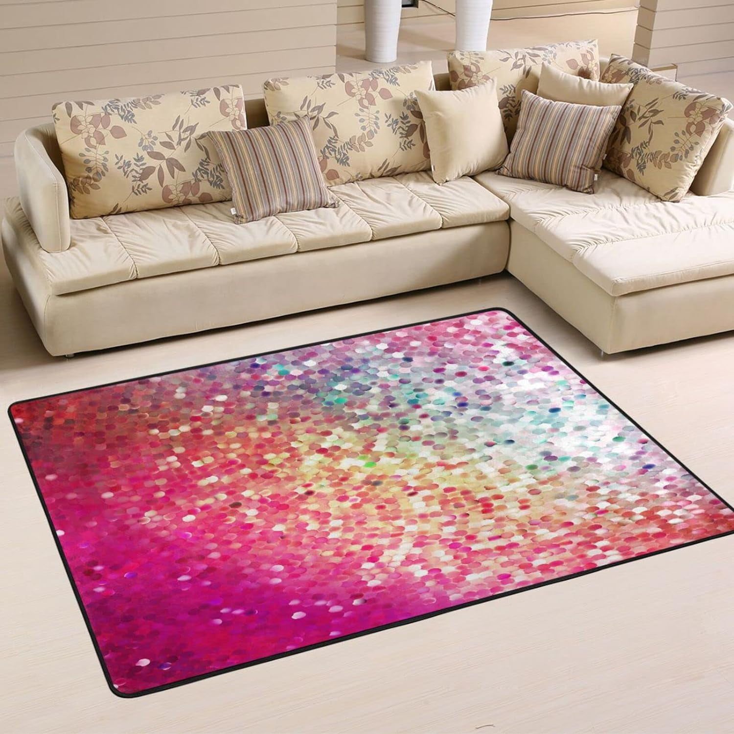 Dreamtimes Sparkling Rainbow Luxurious Non-Slip Area Rug Artistic Floor ...