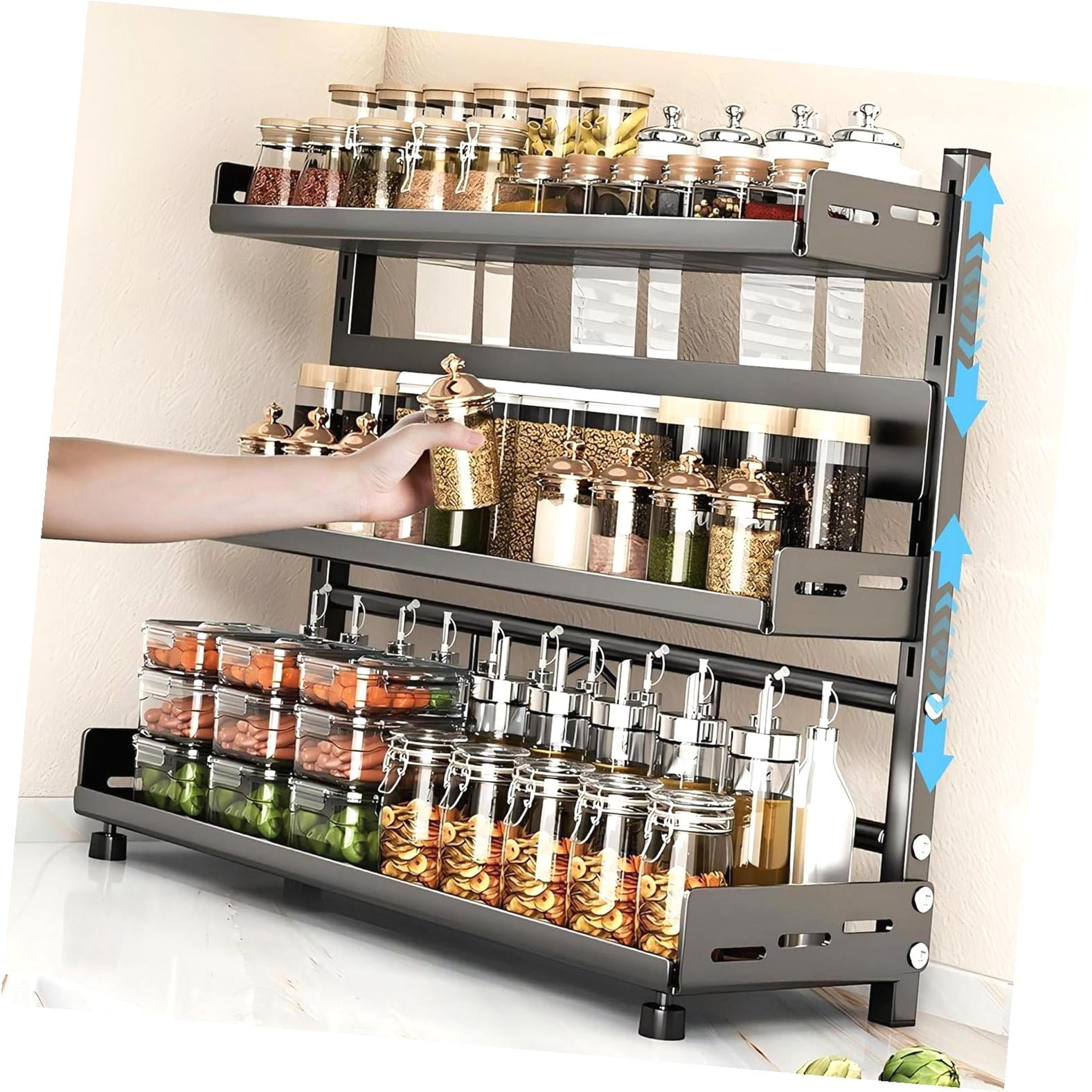 Dreamtimes Spice Organization for Cabinet, 2-Tier Metal Height ...
