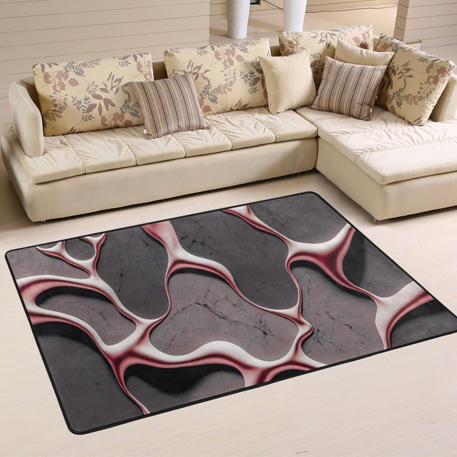 Dreamtimes Splendid Marble Abstract Texture Non-Slip Area Rug Floor ...