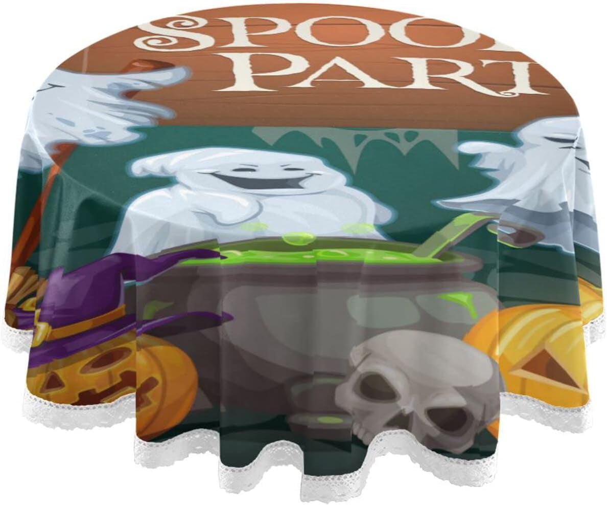 Dreamtimes Spooky Halloween Round Tablecloth 60", Table Cover Water ...