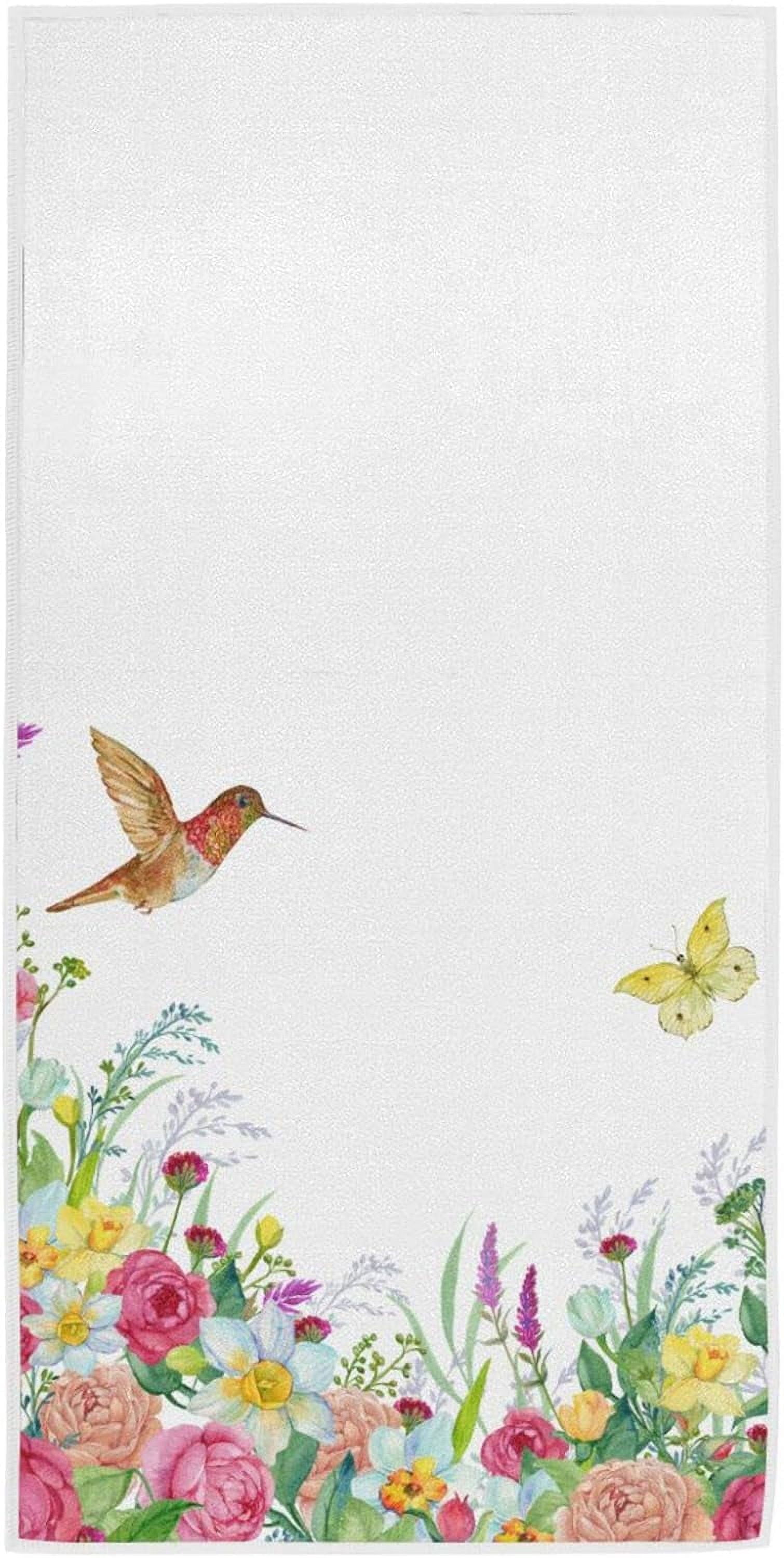 Dreamtimes Spring Beautiful Flower Hummingbird Soft Absorbent Hand ...