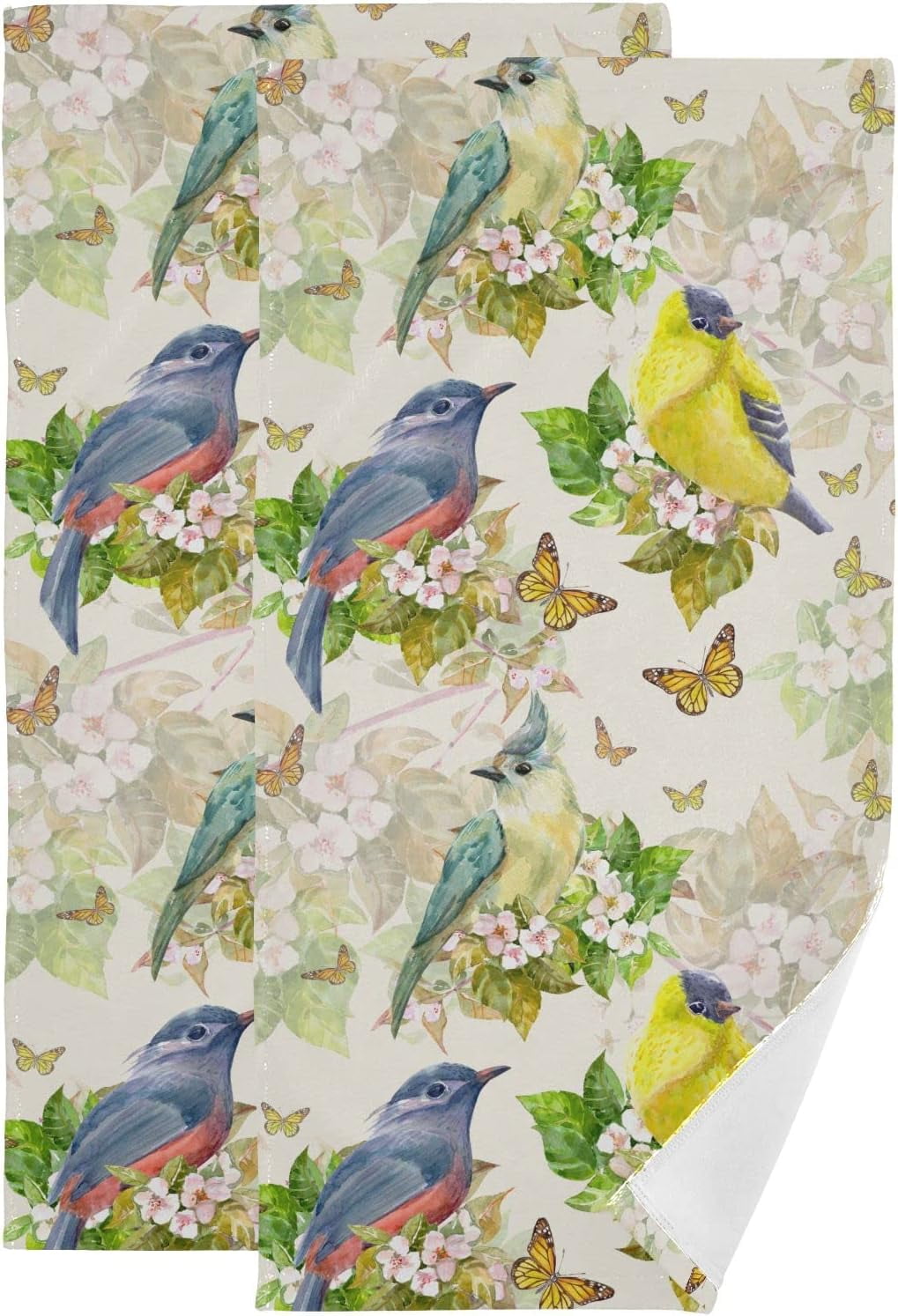 Dreamtimes Spring Colorful Birds Flower Hand Towels 2 PCS, Floral ...
