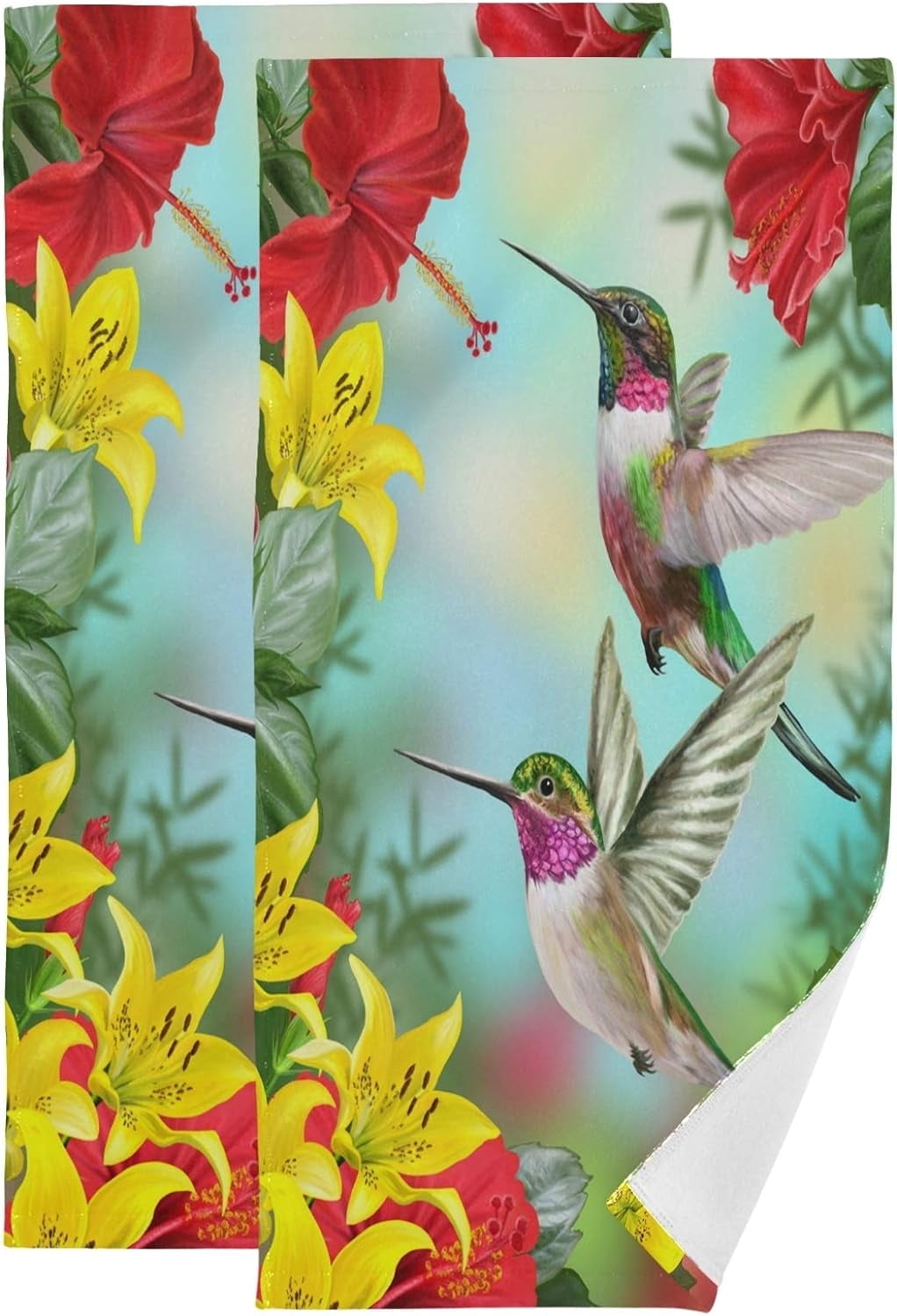 Dreamtimes Spring Couple Hummingbirds On Hibiscus Yellow Lilies Flowers ...