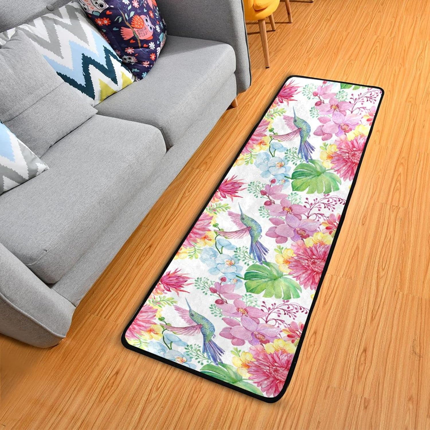 Dreamtimes Spring Hummingbird Flower Hallway Runner Rug 2'x6' Kitchen ...