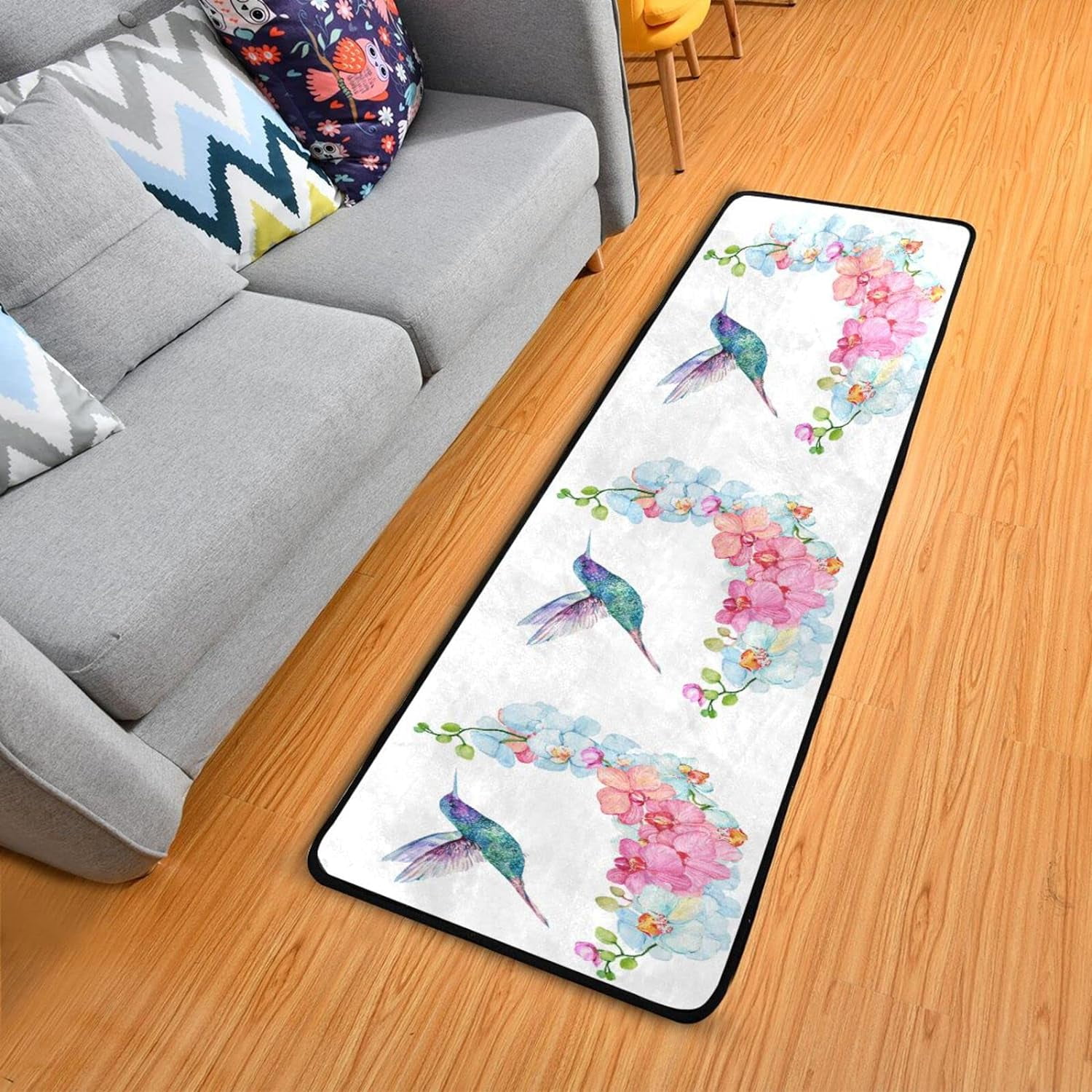 Dreamtimes Spring Hummingbird Flowers Hallway Runner Rug 2'x6' Kitchen ...