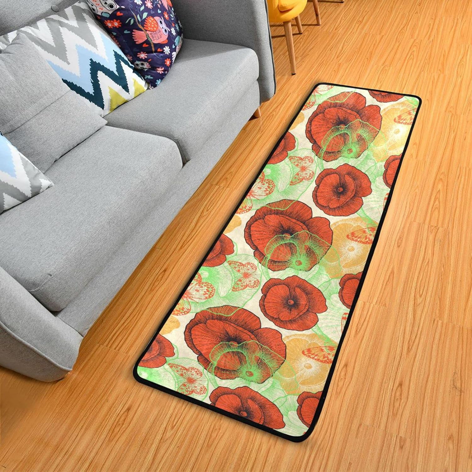 Dreamtimes Spring Red Poppy Hallway Runner Rug 2'x6' Kitchen Rug with ...