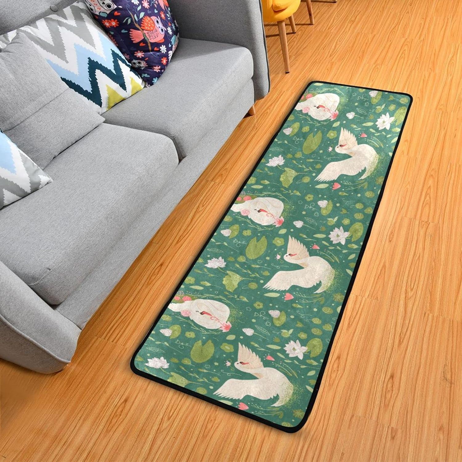 Dreamtimes Spring White Swans Bird Hallway Runner Rug 2'x6' Kitchen Rug ...