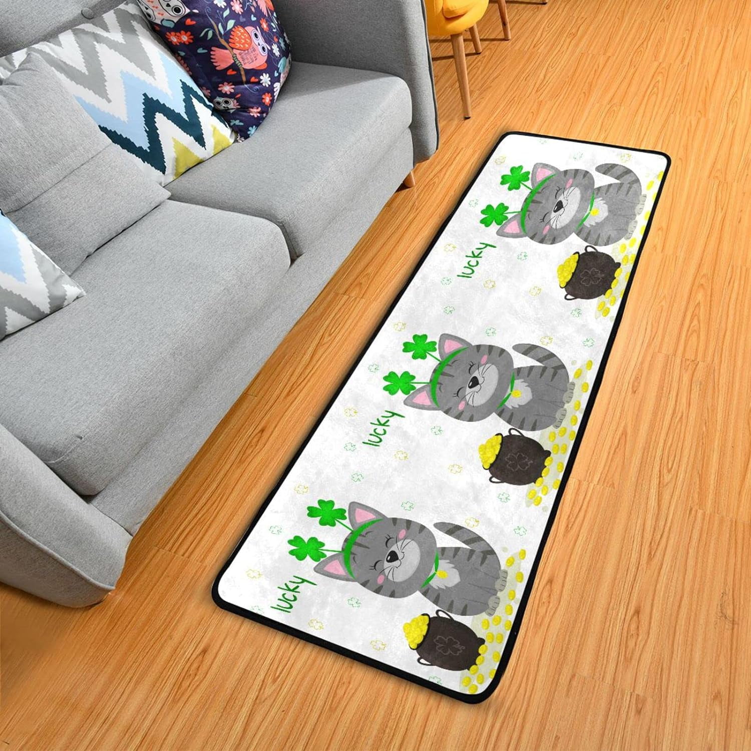 Dreamtimes St Cat Gold Coin Hallway Runner Rug 2'x6' Kitchen Rug with ...